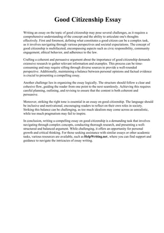 Good Citizenship Essay. Maysville Community and Technical College | PDF