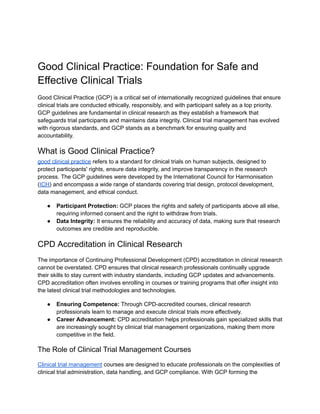 Good Clinical Practice_ Foundation for Safe and Effective Clinical ...