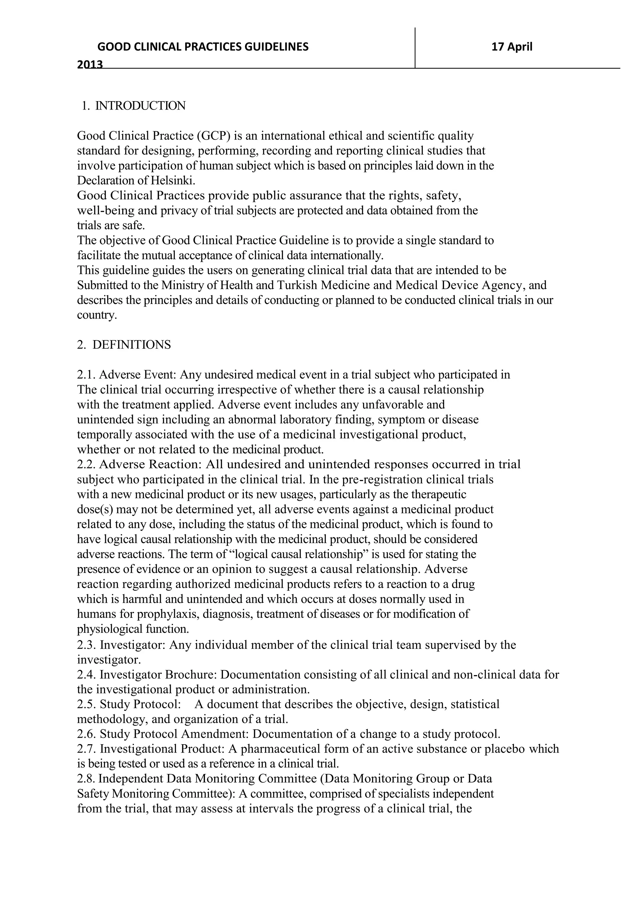 GCP Guideline published by Turkish Medicine and Medical Device Agency ...