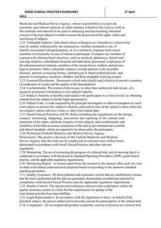 GCP Guideline published by Turkish Medicine and Medical Device Agency | PDF