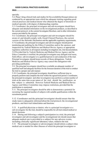 GCP Guideline published by Turkish Medicine and Medical Device Agency | PDF