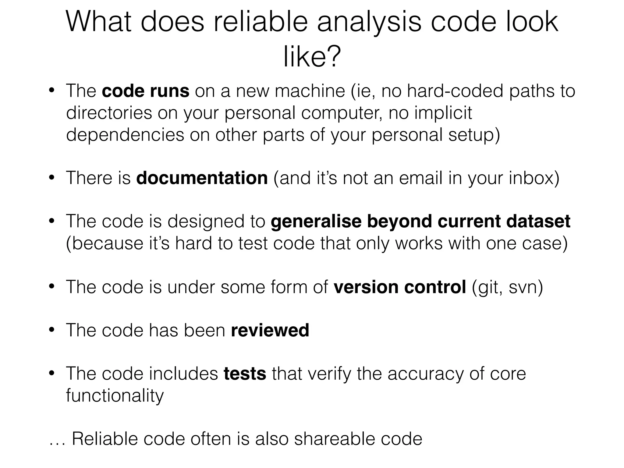Improving the accuracy and reliability of data analysis code | PPT