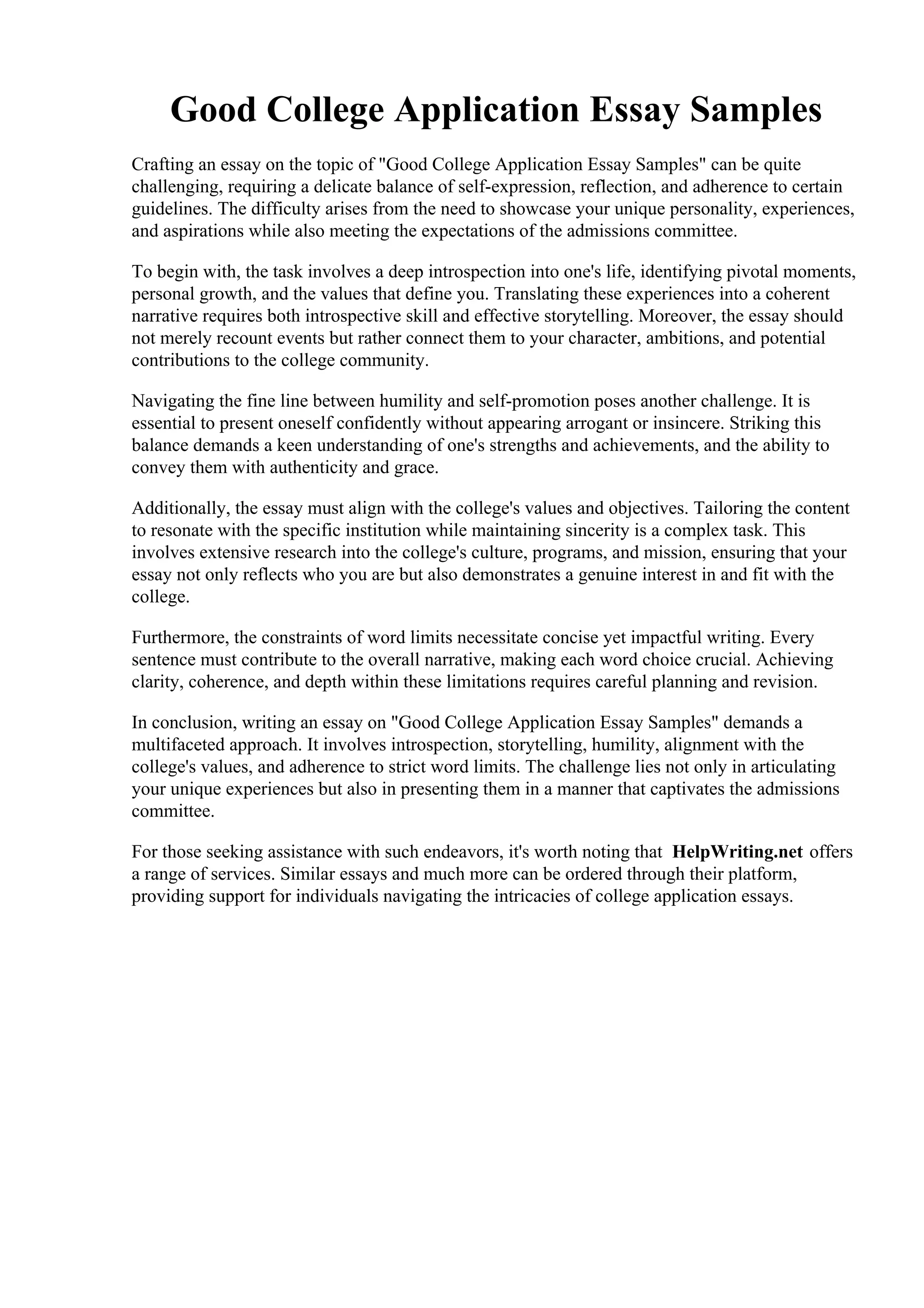 Good College Application Essay Samples. Striking College Application ...