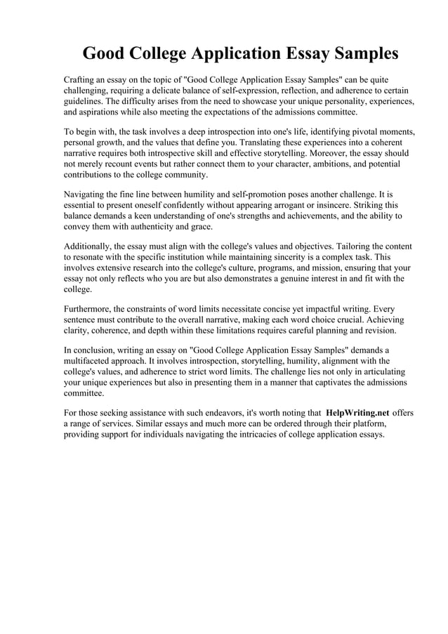 Good College Application Essay Samples. Striking College Application ...
