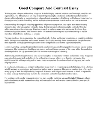 Good Compare And Contrast Essay | PDF