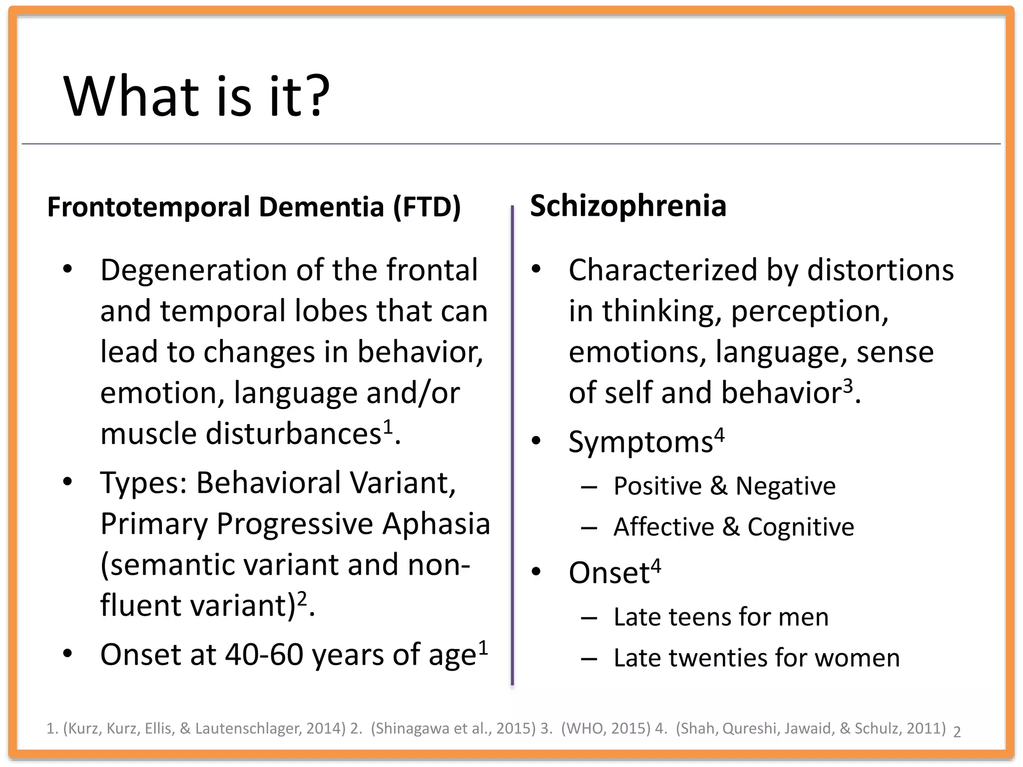 Frontotemporal Dementia vs Schizophrenia | PPTX