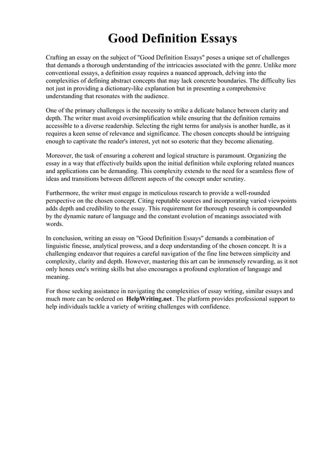 Good Definition Essays | PDF
