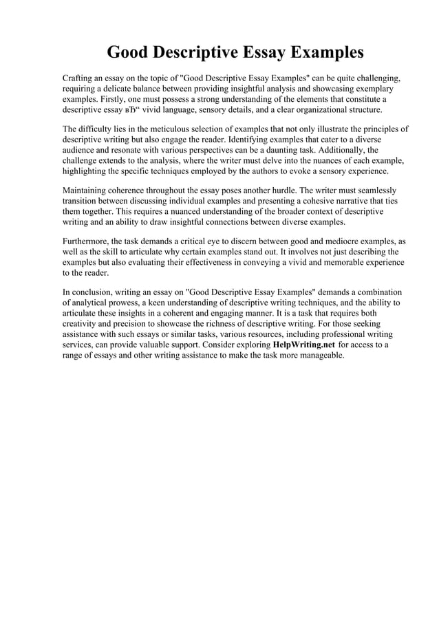 Good Descriptive Essay Examples | PDF