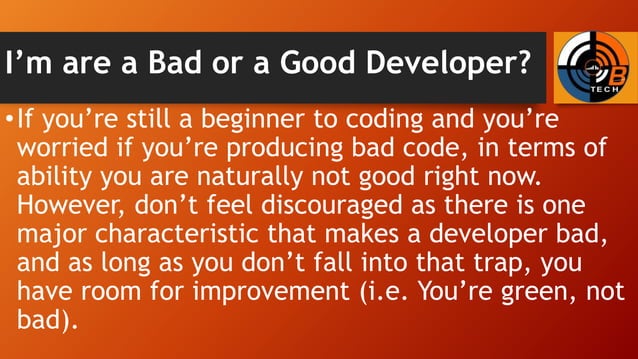 Good developers vs bad developers | PPT