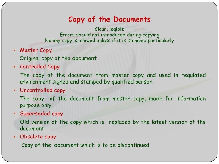 Difference Between Master Copy And Controlled Copy