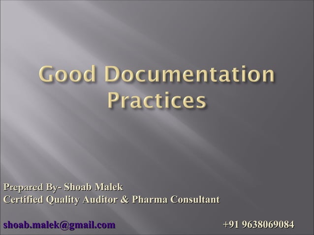 Good documentation practice | PPT