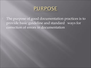 Good documentation practice | PPT
