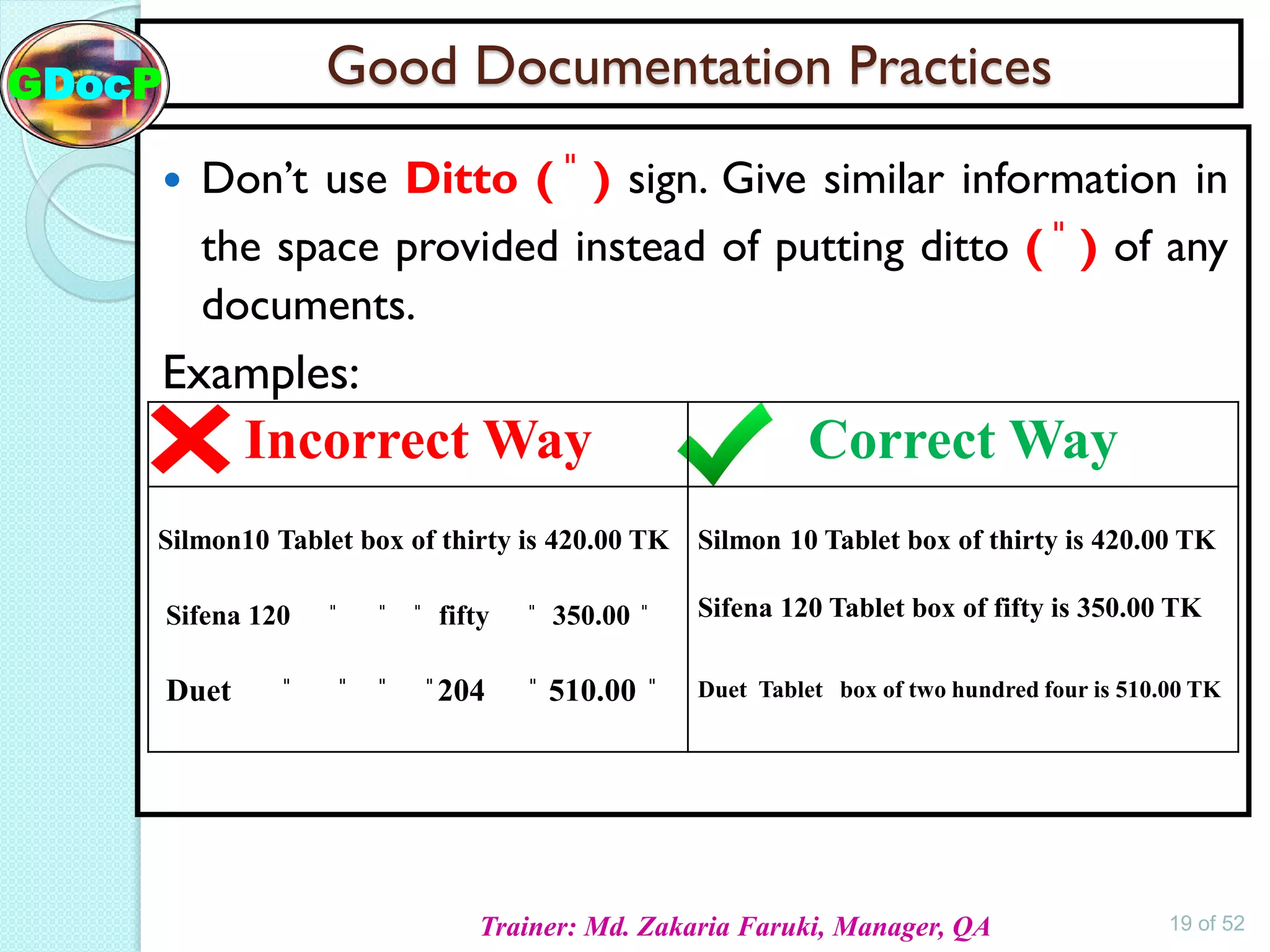 Good Documentation Practice Gdocp Pdf