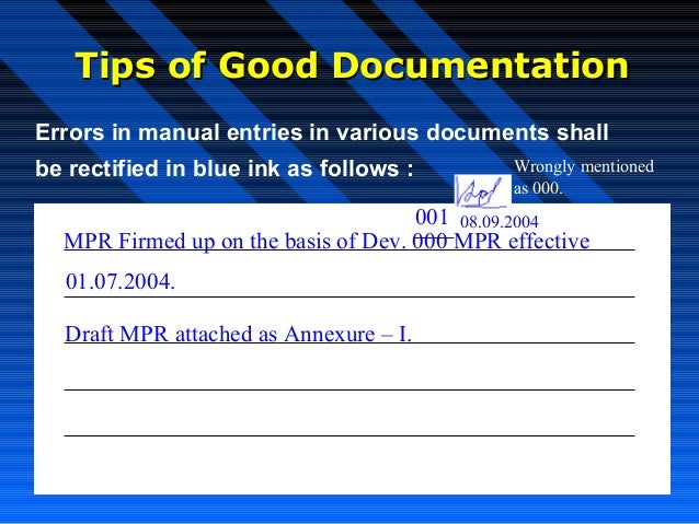 Good documentation practices