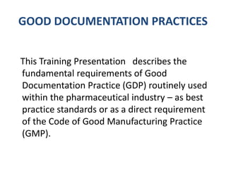 Good documentation practices | PPTX
