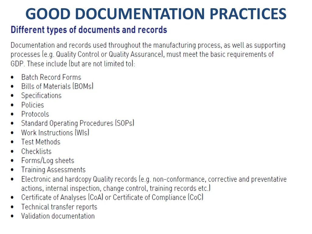 Good documentation practices