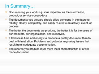 Good documentation practices | PPT