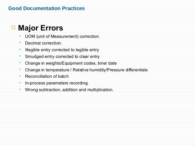 Good documentation practices