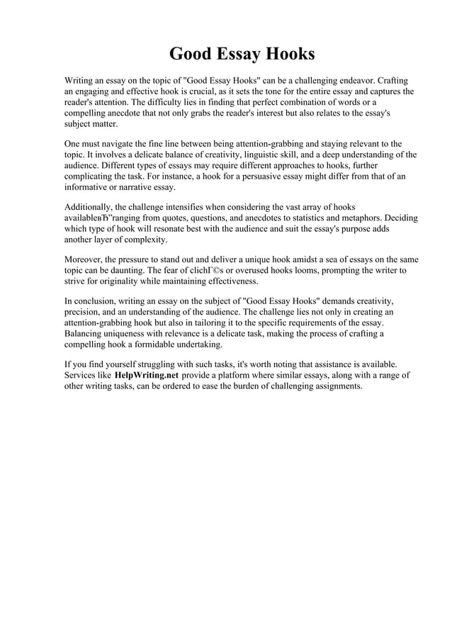 Good Essay Hooks. 5 types of hooks for writing examples - seriesper ...