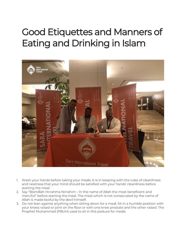 Good etiquettes and manners of eating and drinking in islam | PDF