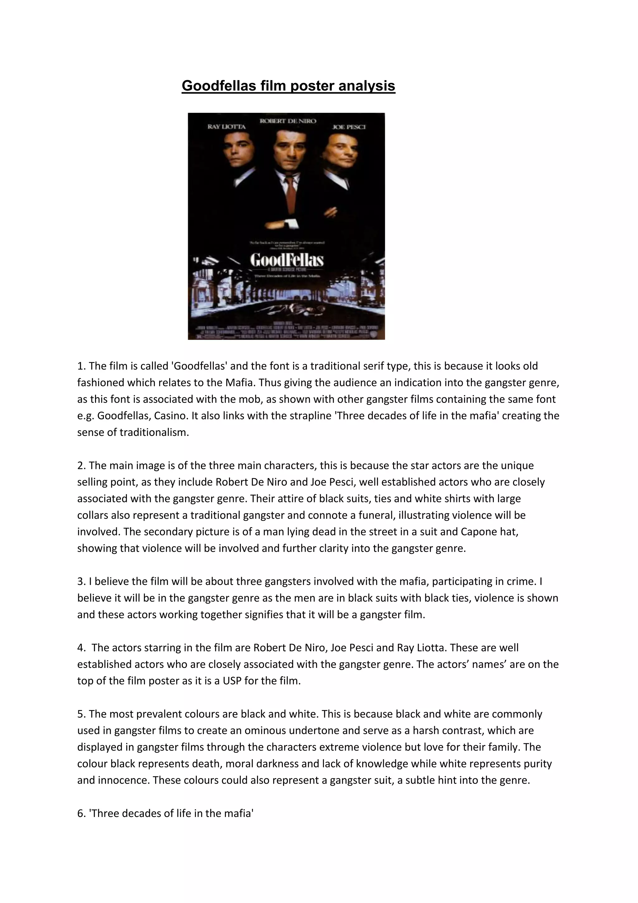 Goodfellas film poster analysis | DOCX
