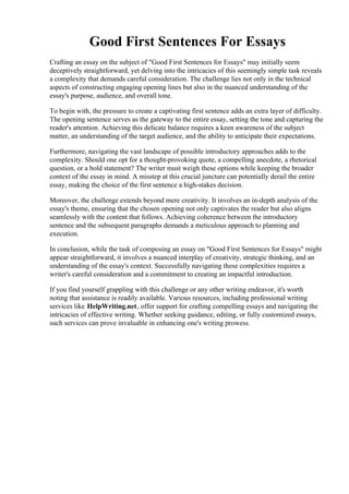 Good First Sentences For Essays | PDF