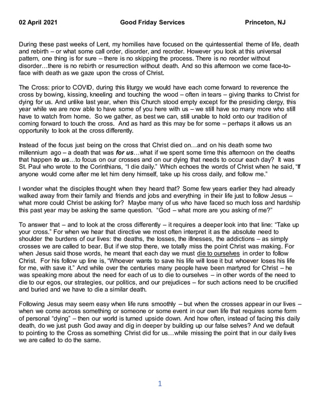 Homily: Good Friday | DOCX