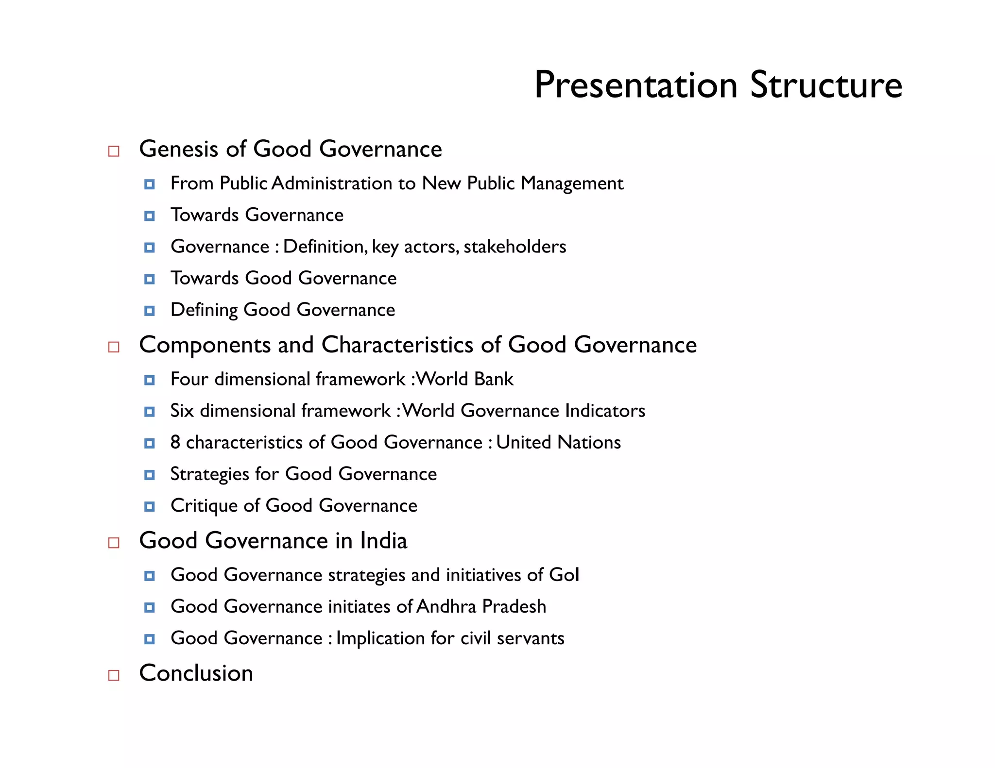 Good Governance : Origin, concepts and components | PDF
