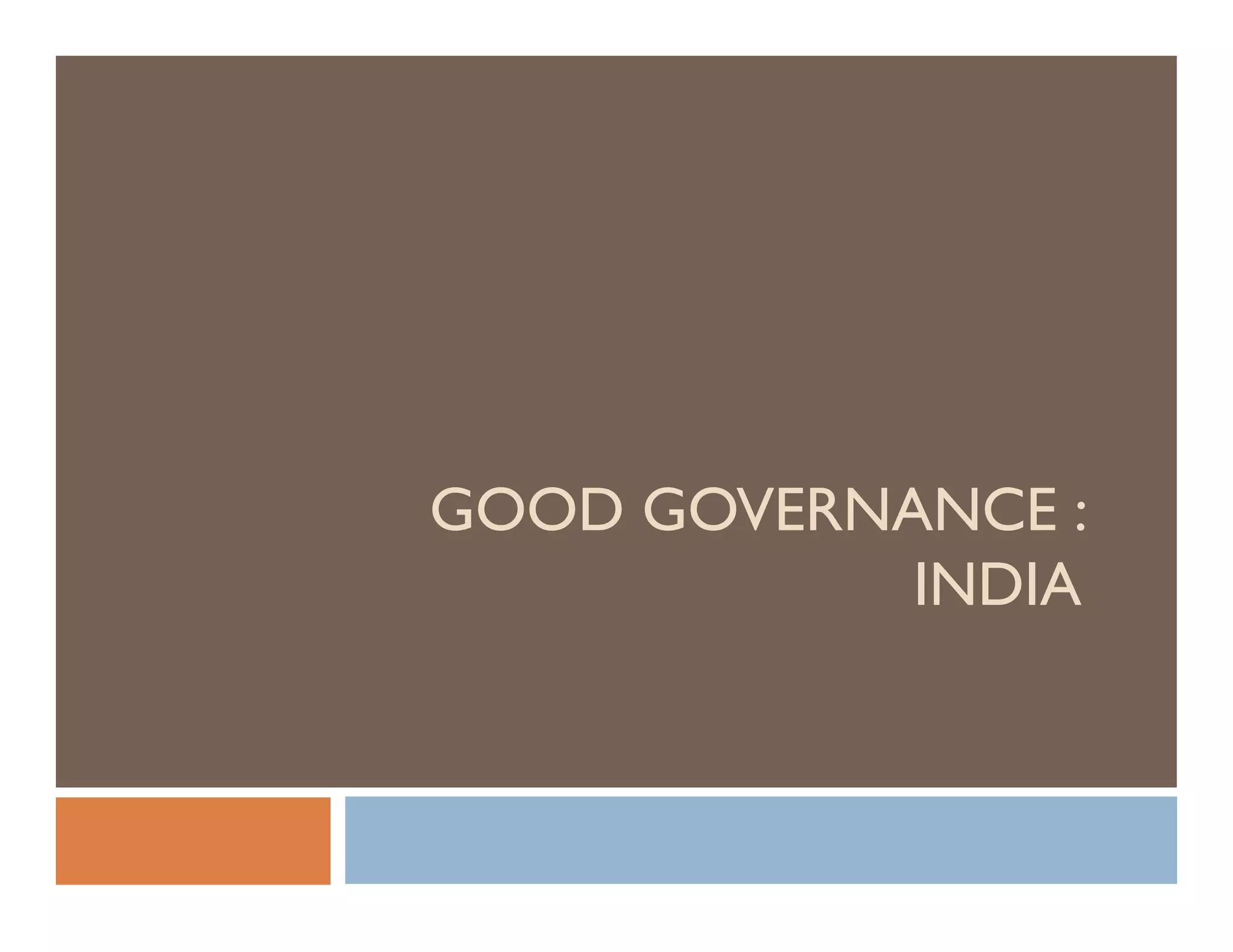 Good Governance : Origin, concepts and components | PDF
