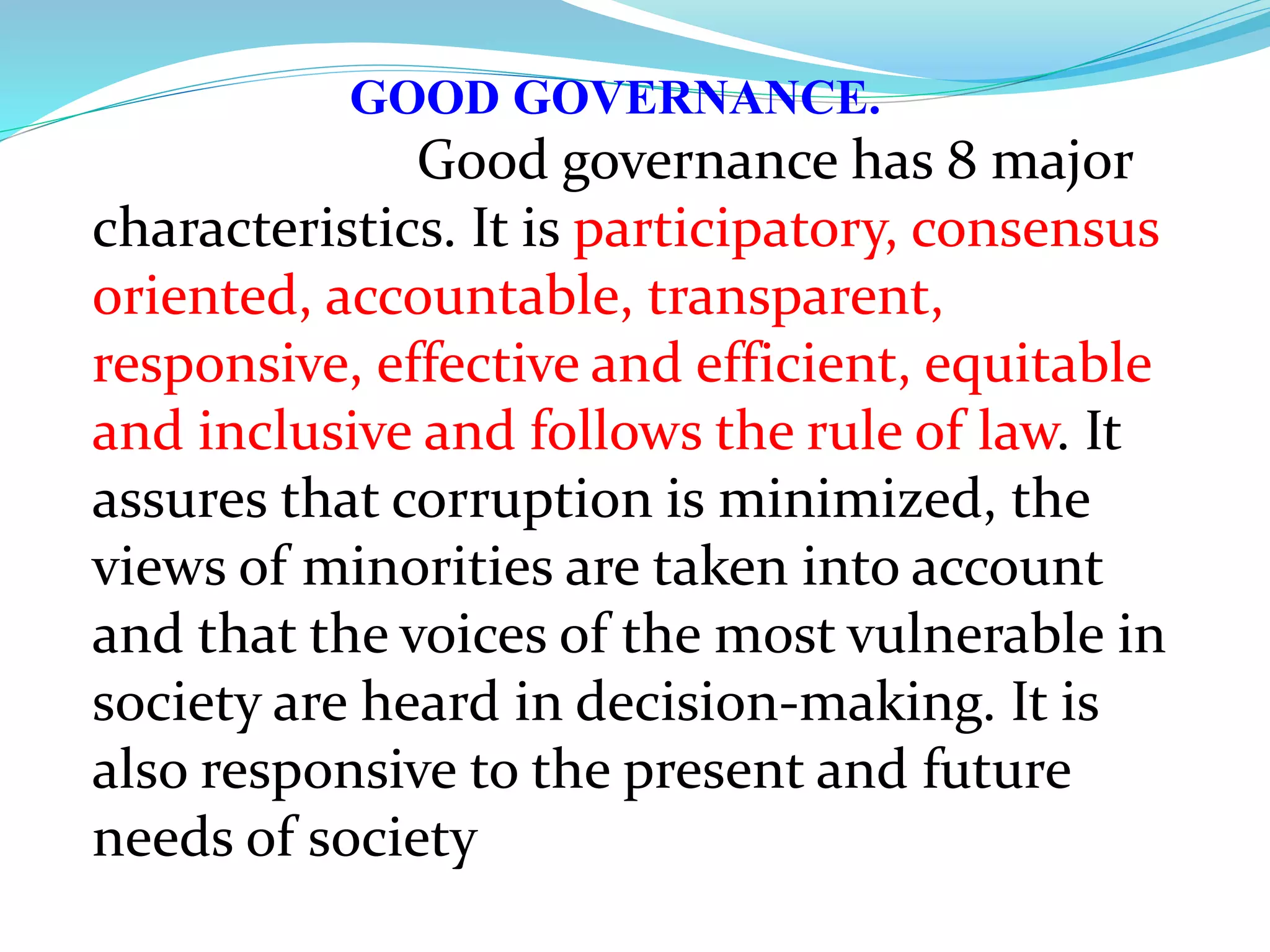 GOOD GOVERNANCE-PRINCIPLES | PPTX