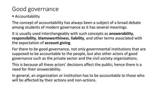 Good governance | PPTX | Civic affairs | Politics