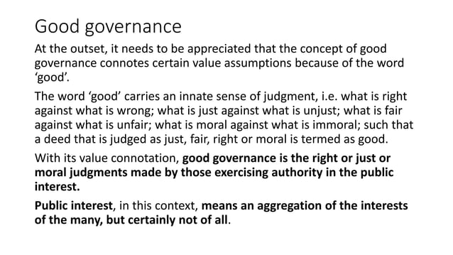 Good governance | PPTX | Civic affairs | Politics