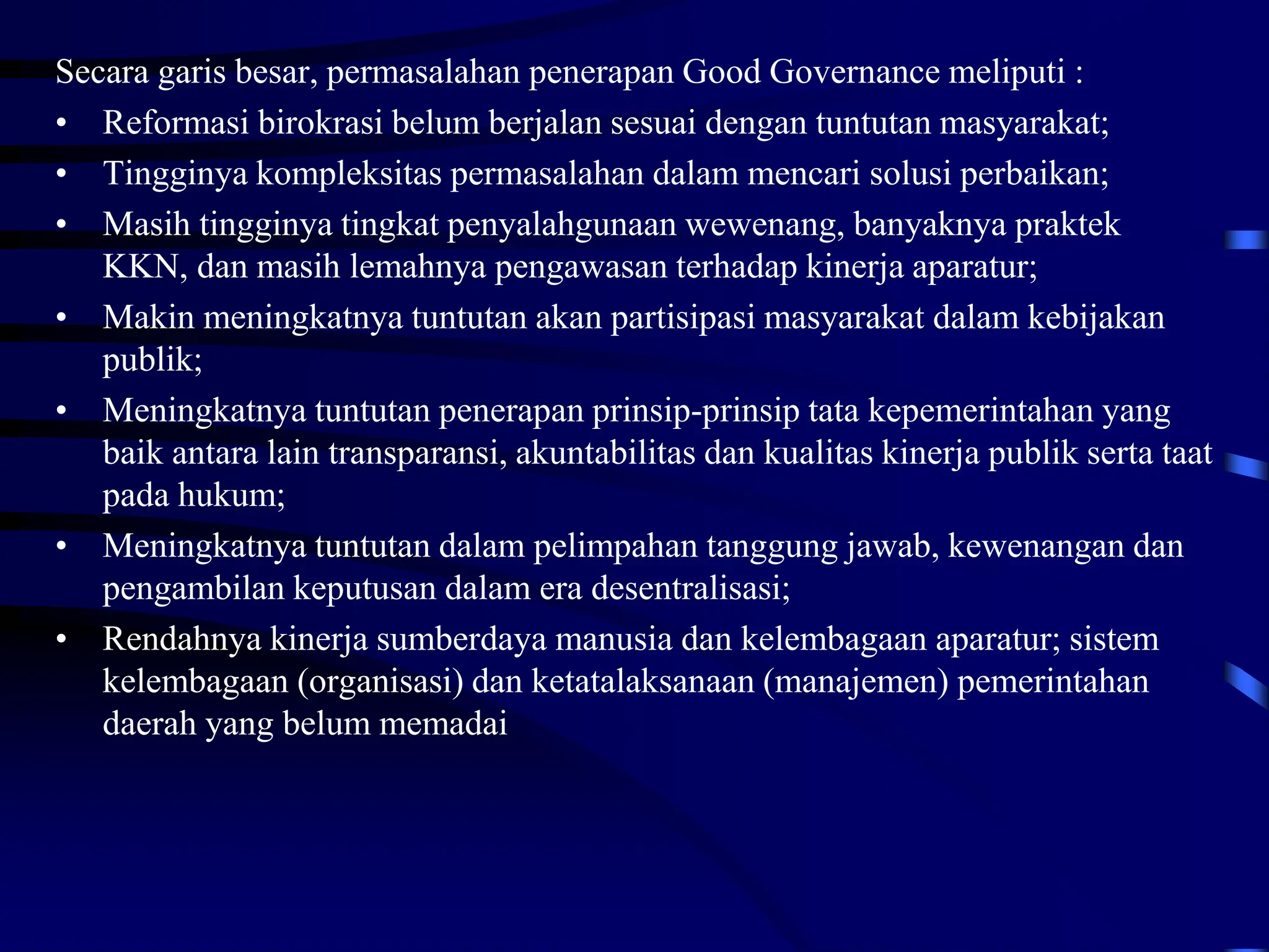 Penerapan prinsip GOOD GOVERNANCE dalam sektor publik | PPT