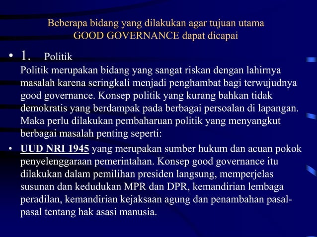 Penerapan prinsip GOOD GOVERNANCE dalam sektor publik | PPT