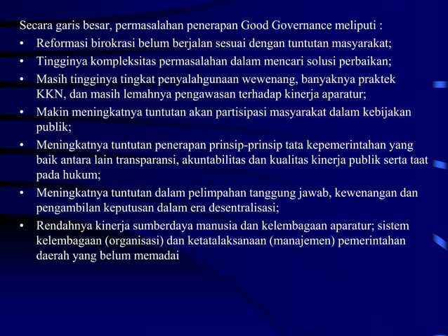 Penerapan prinsip GOOD GOVERNANCE dalam sektor publik | PPT