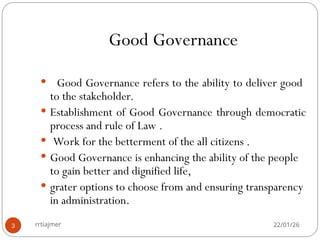 Good Governance: Definition, types and significance | PPT