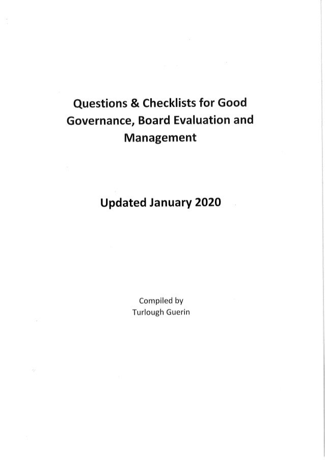 Good Governance Checklist January 2020