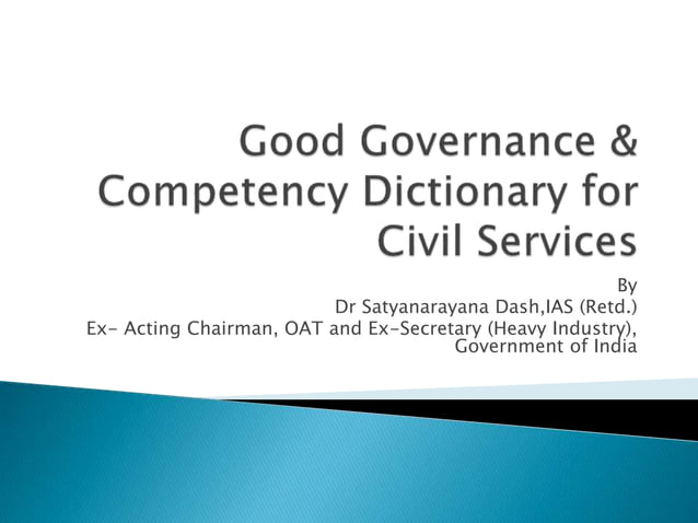 Good governance & competency dictionary for civil services | PPT