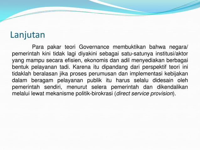 Good Governance dan Pelayanan Publik | PPT