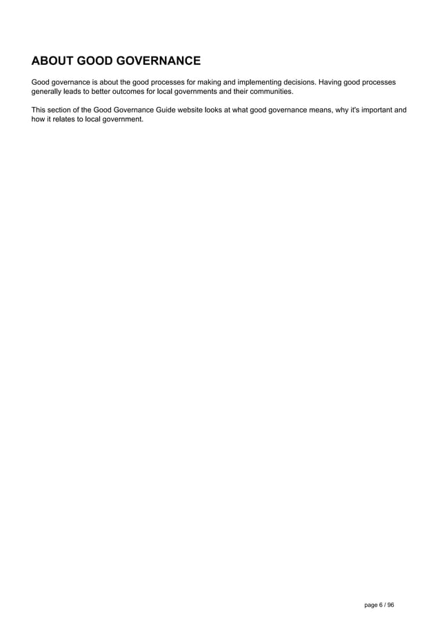 Good Governance Guide for Local Government | PDF