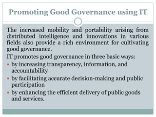 Good governance using e governance | PPTX | Technology Industry ...