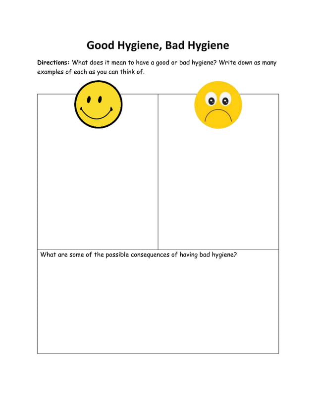 Good Hygiene, Bad Hygiene Activity.docx | Bath and Shower | Personal Care