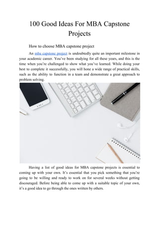 Good Ideas for MBA Capstone Projects | PDF