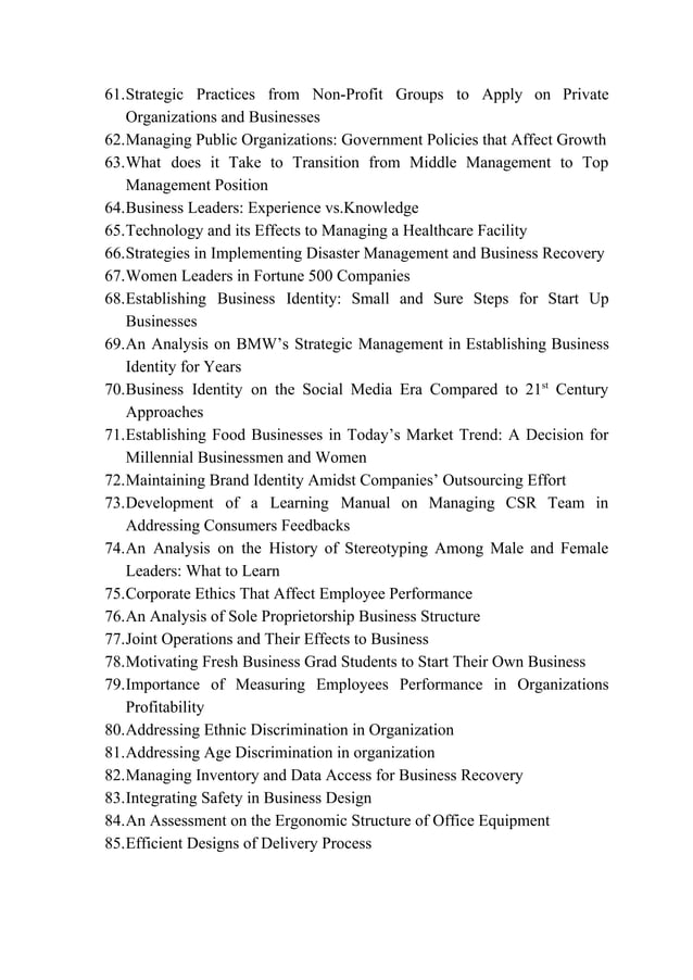 Good Ideas for MBA Capstone Projects | PDF | Business Administration ...