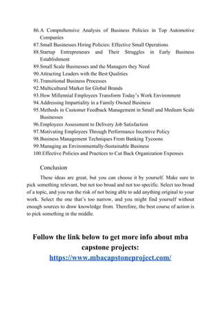 Good Ideas for MBA Capstone Projects | PDF