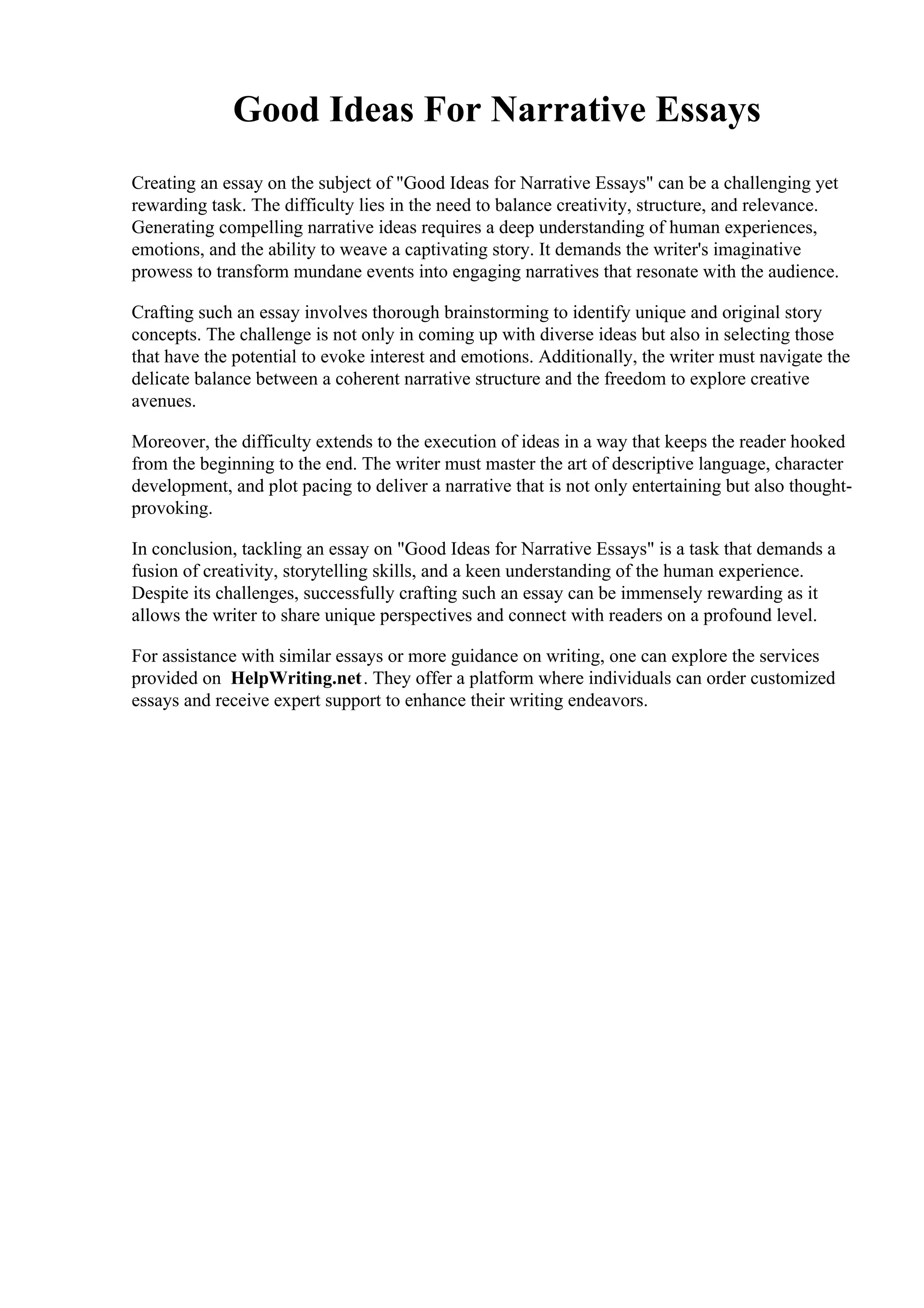 Good Ideas For Narrative Essays.pdf
