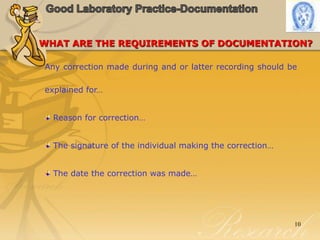 Good Laboratory Practice Documentation | PPTX