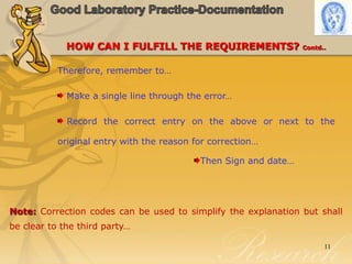 Good Laboratory Practice Documentation | PPTX