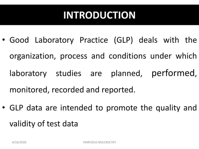 Good laboratory practice guidelines. GLP IN INDIA. | PPTX | Educational ...