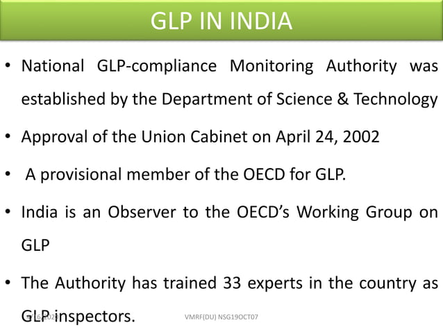 Good laboratory practice guidelines. GLP IN INDIA. | PPTX | Educational ...